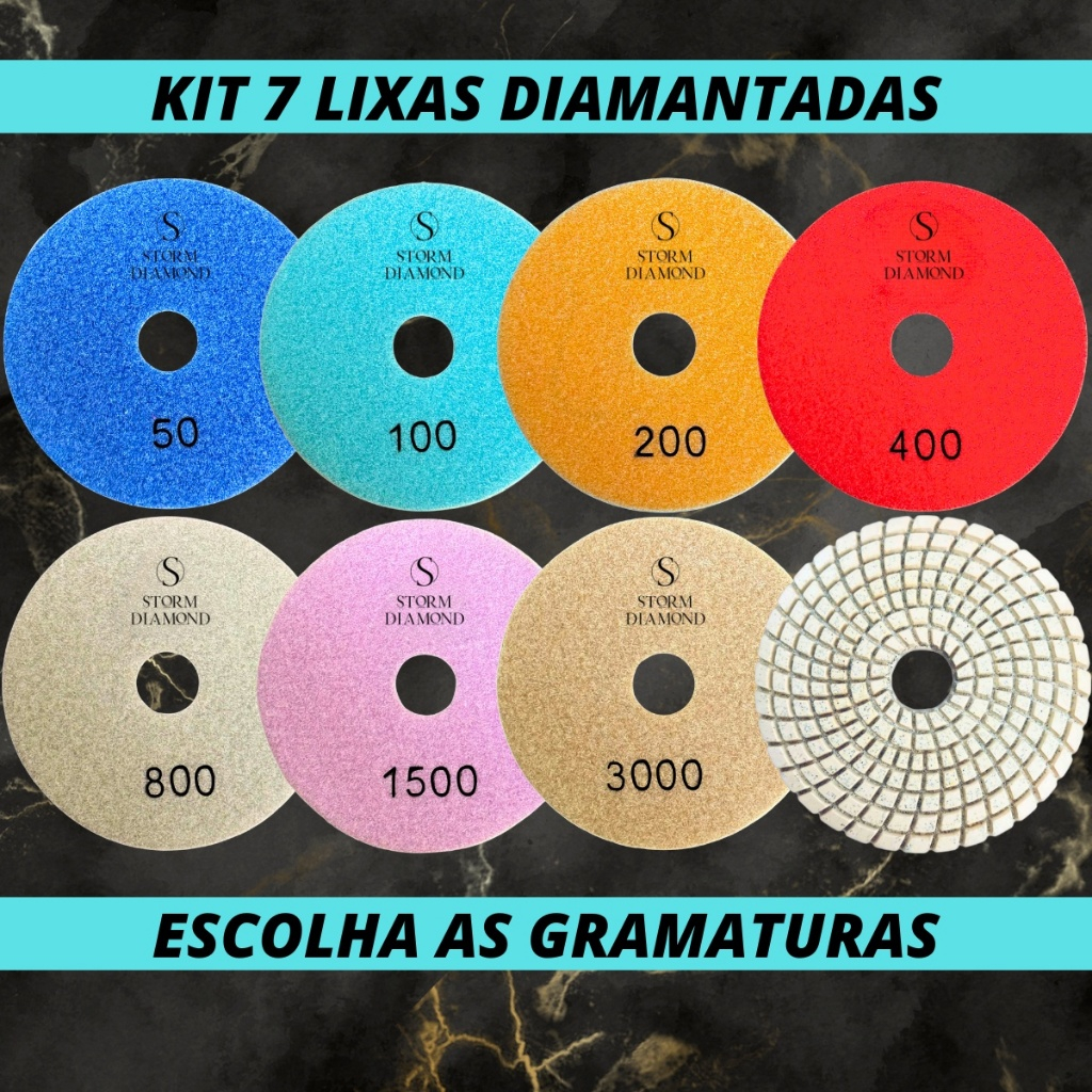 Kit Completo 7 Lixas Diamantadas Para Desbaste Acabamento E Polimento ...