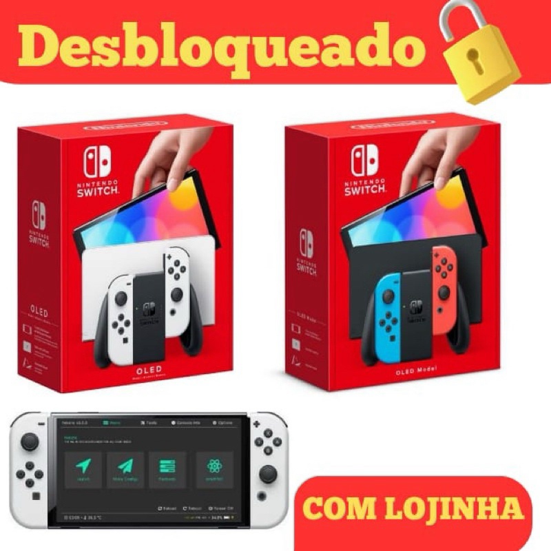 Nintendo Switch Oled Desbloq. 256gb NOVO+ Dualboot c/ Tinfoil | Shopee ...