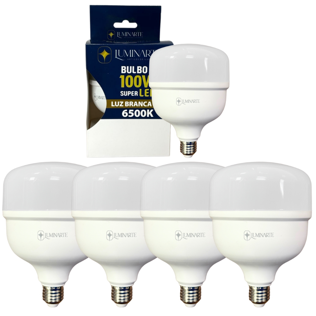 Kit 5 Lâmpadas Led 100W Bulbo 6500kBranco Frio(LUZ BRANCA)E27+E40 ...