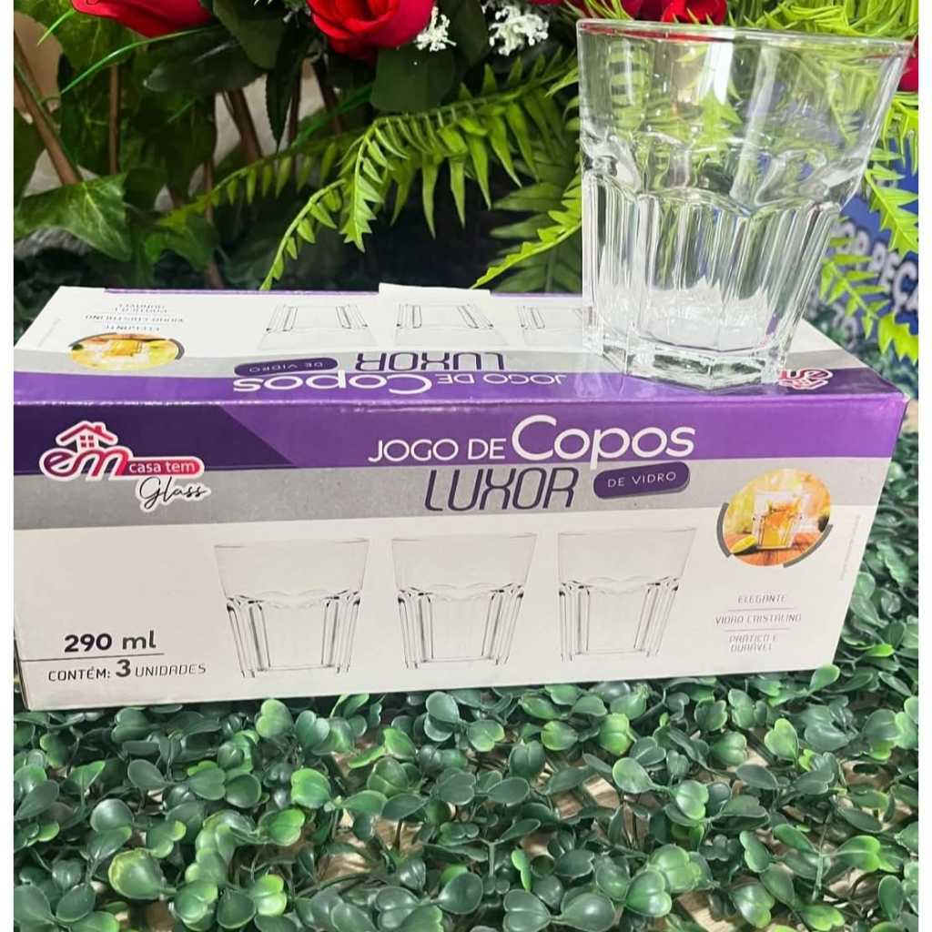 Jogo de copos de vidrom Luxor 290ml 3 unidades | Shopee Brasil