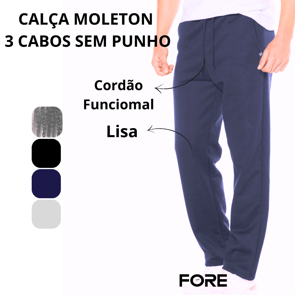 Calça Moleton Masculina Peluciada sem Punho 505223-A | Shopee Brasil