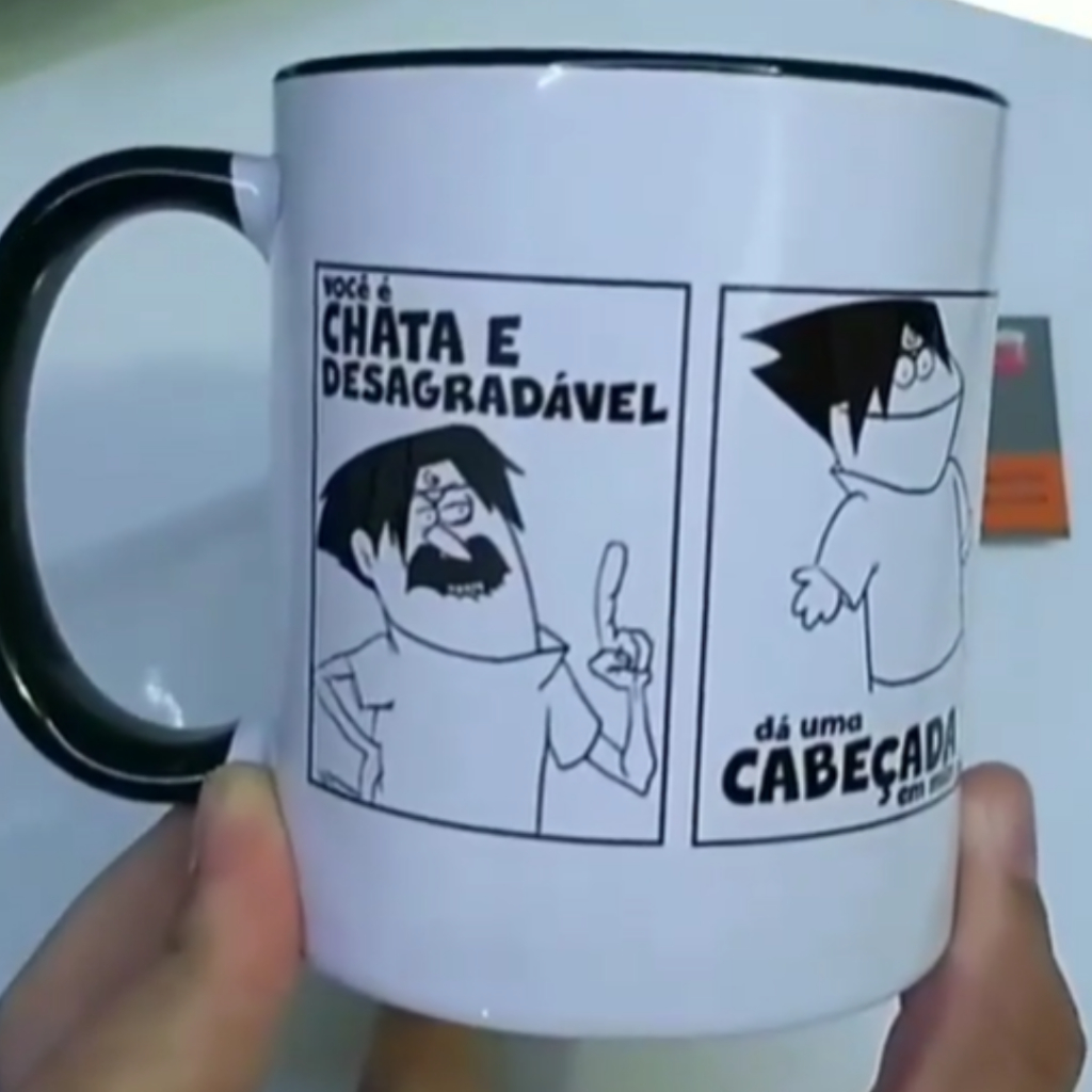 Caneca Alça e Interior Preta Meme Vem Me Dá Cabeçada | Shopee Brasil