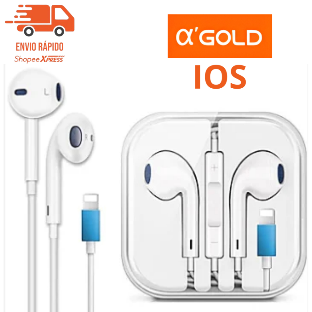 Fone de Ouvido Para iPhone A'Gold Lightning Intra-Auricular com Fio ...