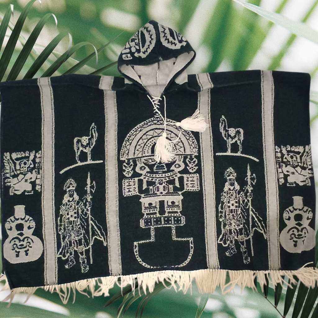 Poncho Peruano TUMI Símbolo Peruano da Medicina Tricot Inverno Unissex ...
