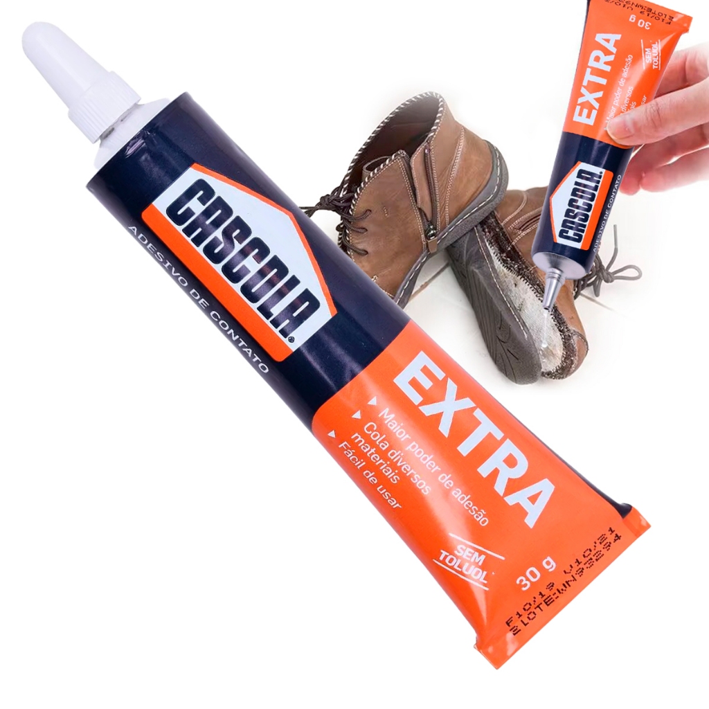 Cola de Sapateiro Cascola Extra 30g 195g Sem Toluol Contato Couro MDF Borracha Resistência Água ...