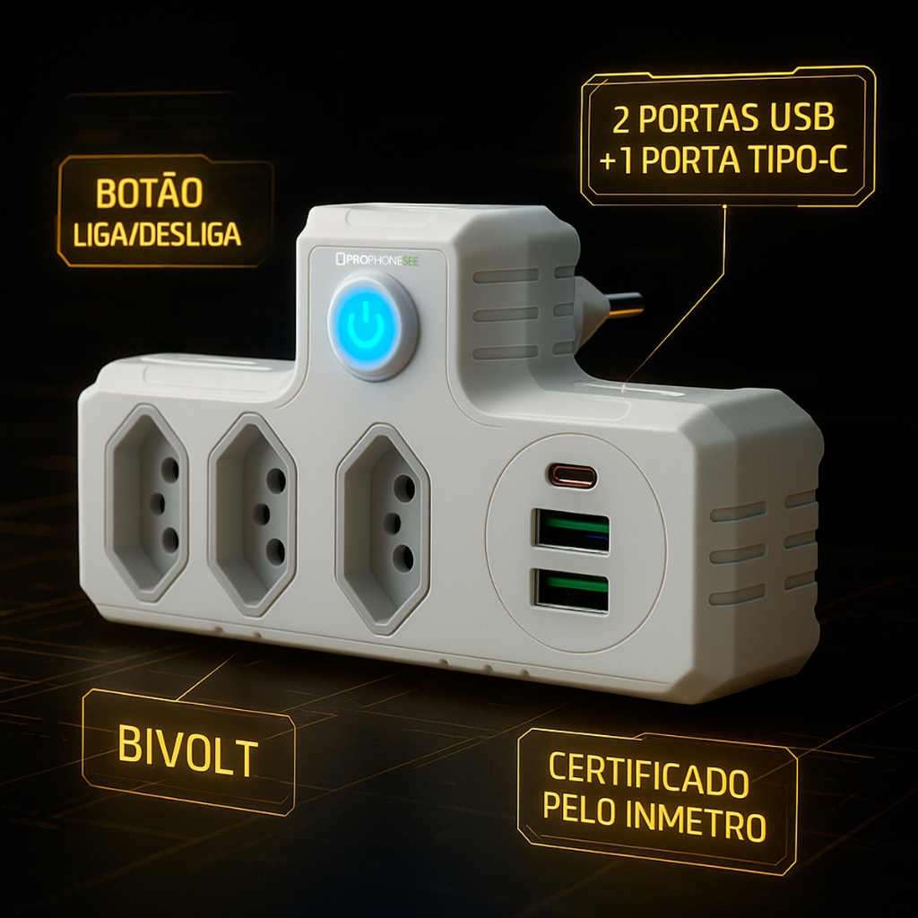 Adaptador Tomada Universal Com USB 3 Pinos Bivolt Com DPS Prote Raio ...