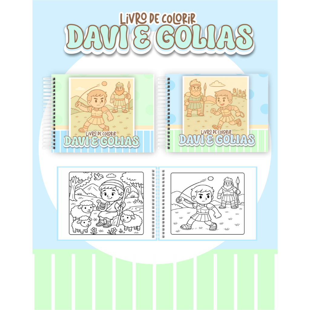 Livro de Colorir - DAVI E GOLIAS 50 FOLHAS 180g - ENVIO IMEDIATO ...