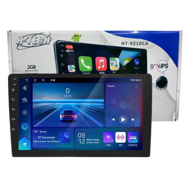 Multimidia 9 Polegadas Sistema Android 13 GPS 2GB de Ram + 32GB Carplay e Androidauto Sem Fio H ...