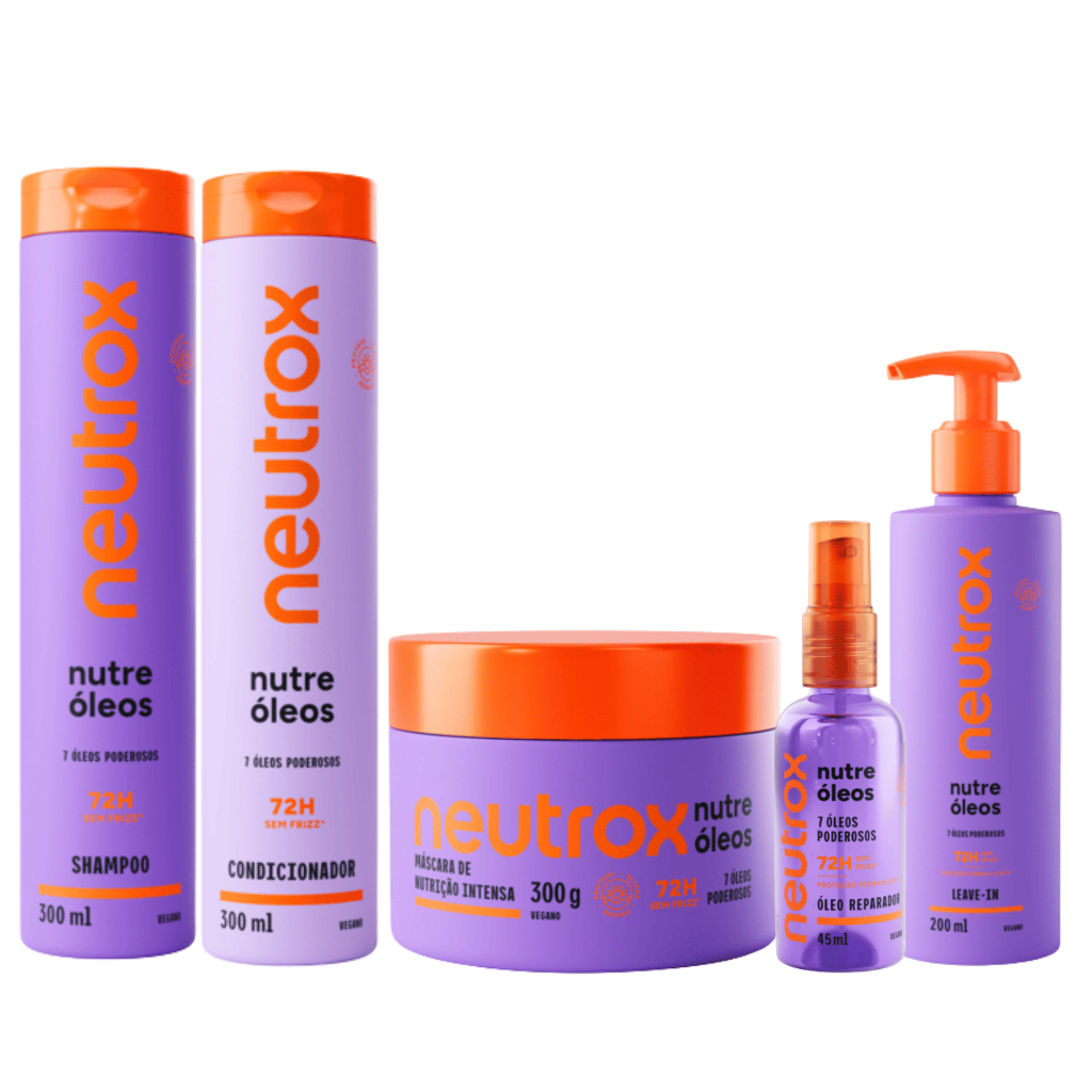 NEUTROX Nutre Óleos Kit Shampoo Condicionador Leave-In Máscara Creme ...