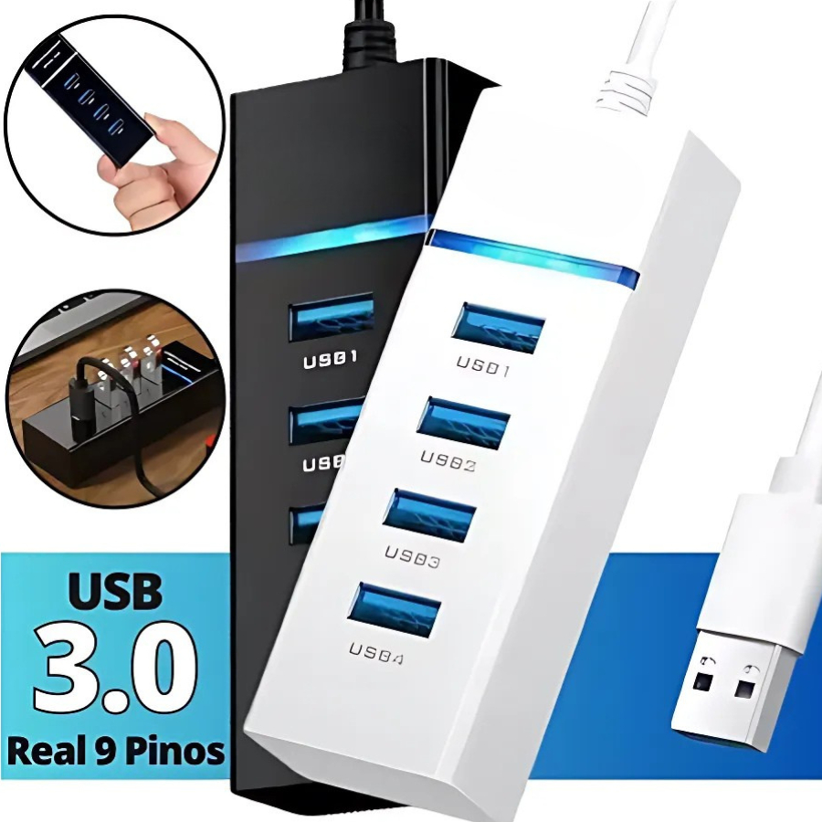 Hub USB 3.0 expansão 4/7 portas super speed 5.0Gbps UH-30 com LED ...