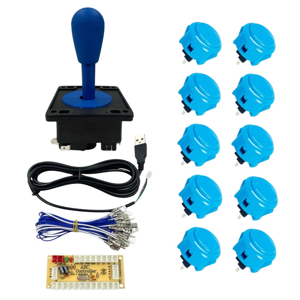 Kit Comando e Botões Tipo Sanwa 30mm Azul Fliperama Arcade + Placa Zero Delay | Shopee Brasil