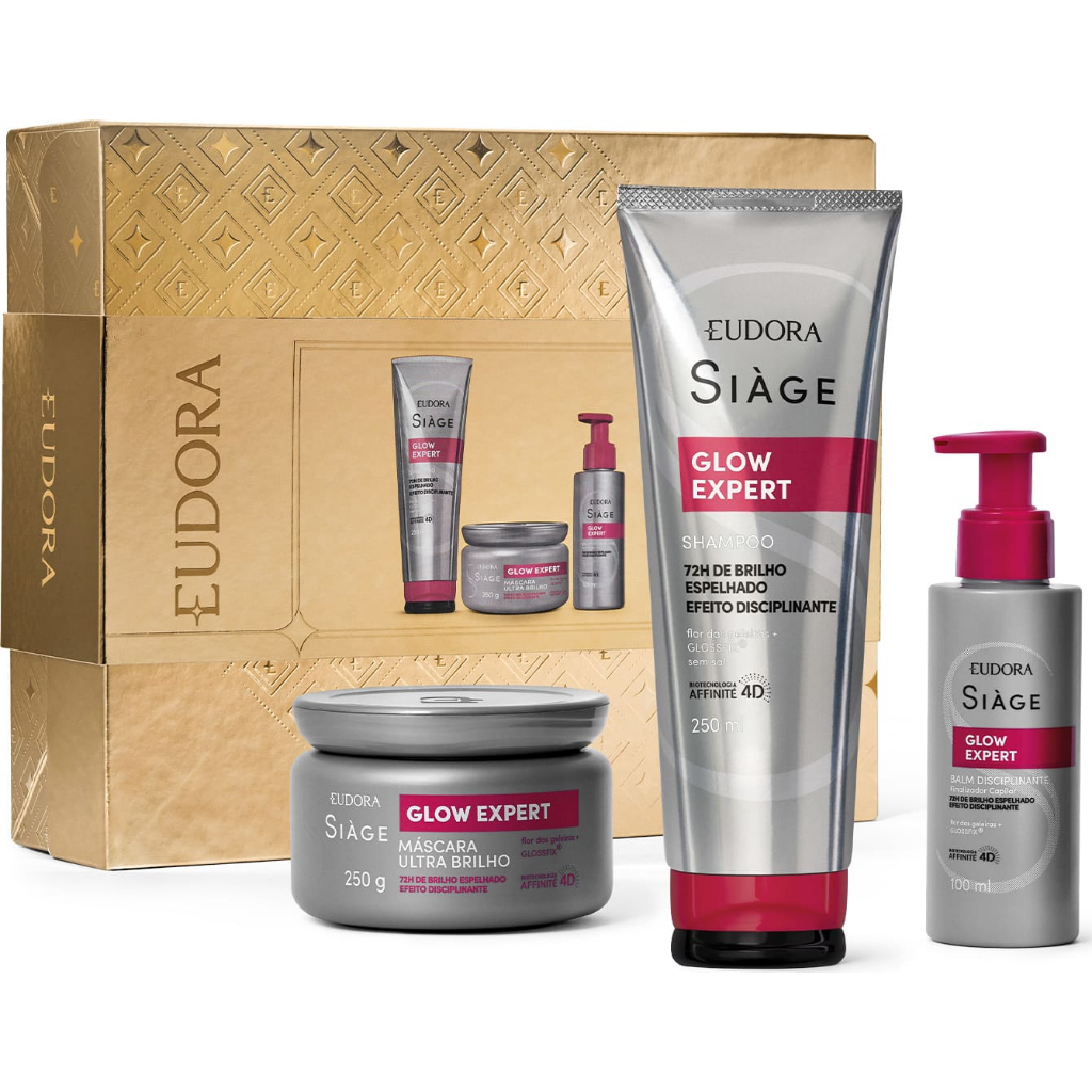 Kit presente Shampoo 250 ml + Máscara Capilar Ultra Brilho 250g + Balm ...