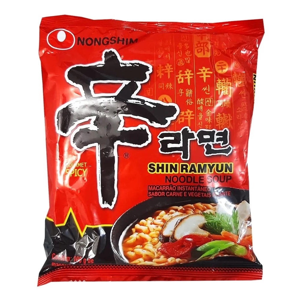 Macarrão Instantâneo Coreano Shin Ramyun 110g Miojo Coreano Lamen Coreano Picante Carne e ...