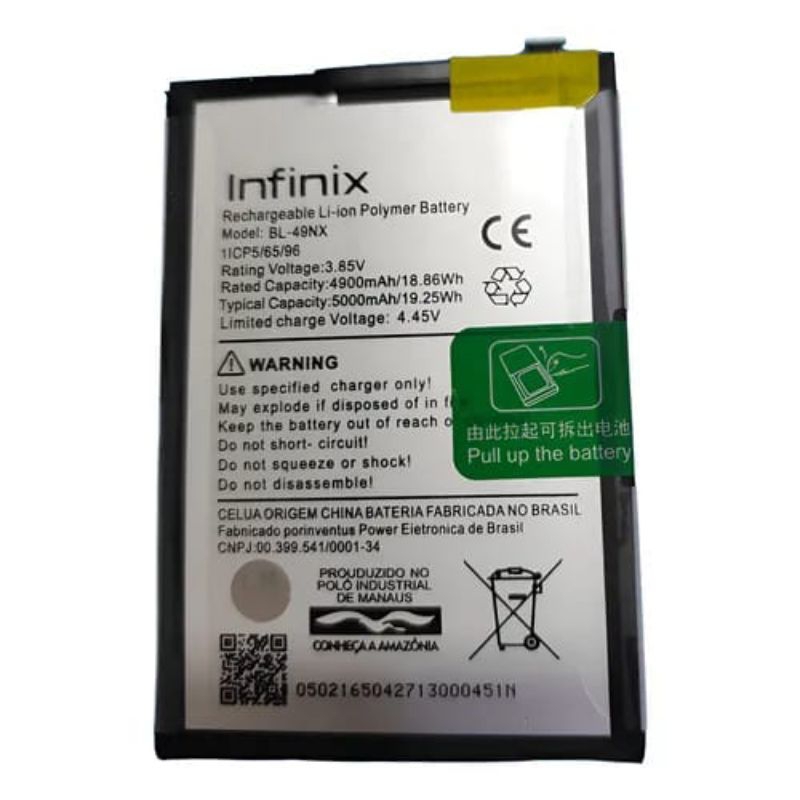 BAT Infinix BL-49NX compatível Hot 30i, X669, Smart7HD, 5000mAh BL-49NX ...
