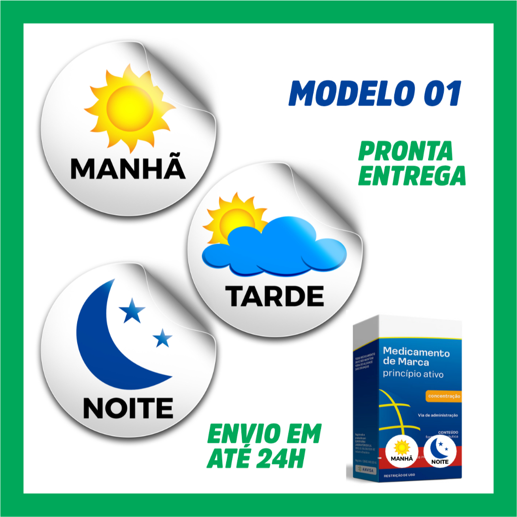 Kit 120 Adesivos Vinil Remédio Idoso | Etiquetas Dia Noite à Prova d ...