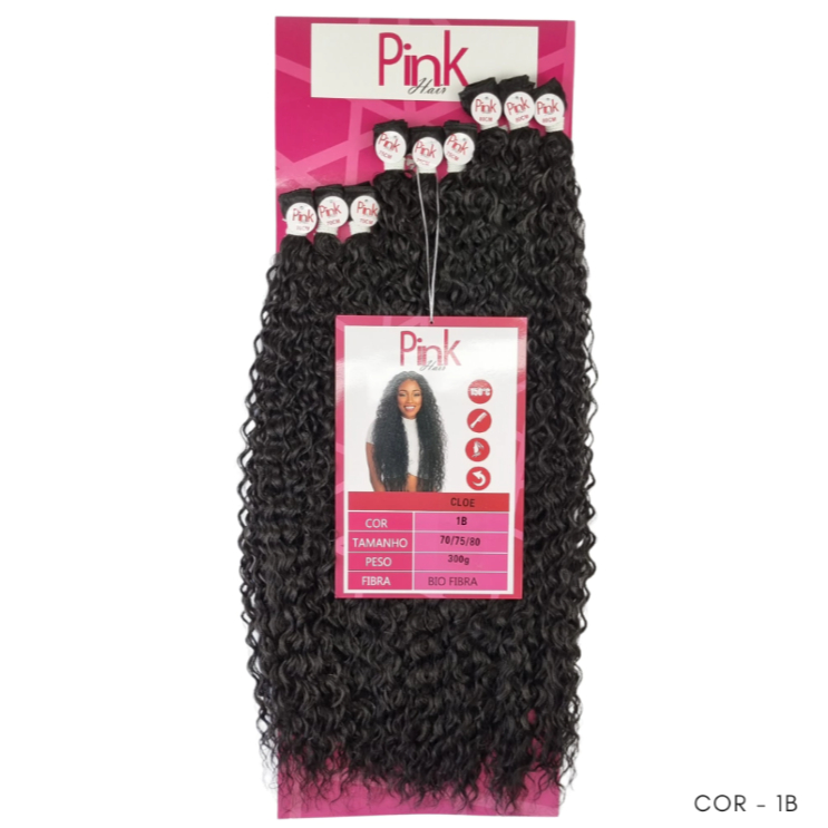 Cabelo Bio Fibra Cloe Cacheado Cor #1B - Pink Hair | Shopee Brasil