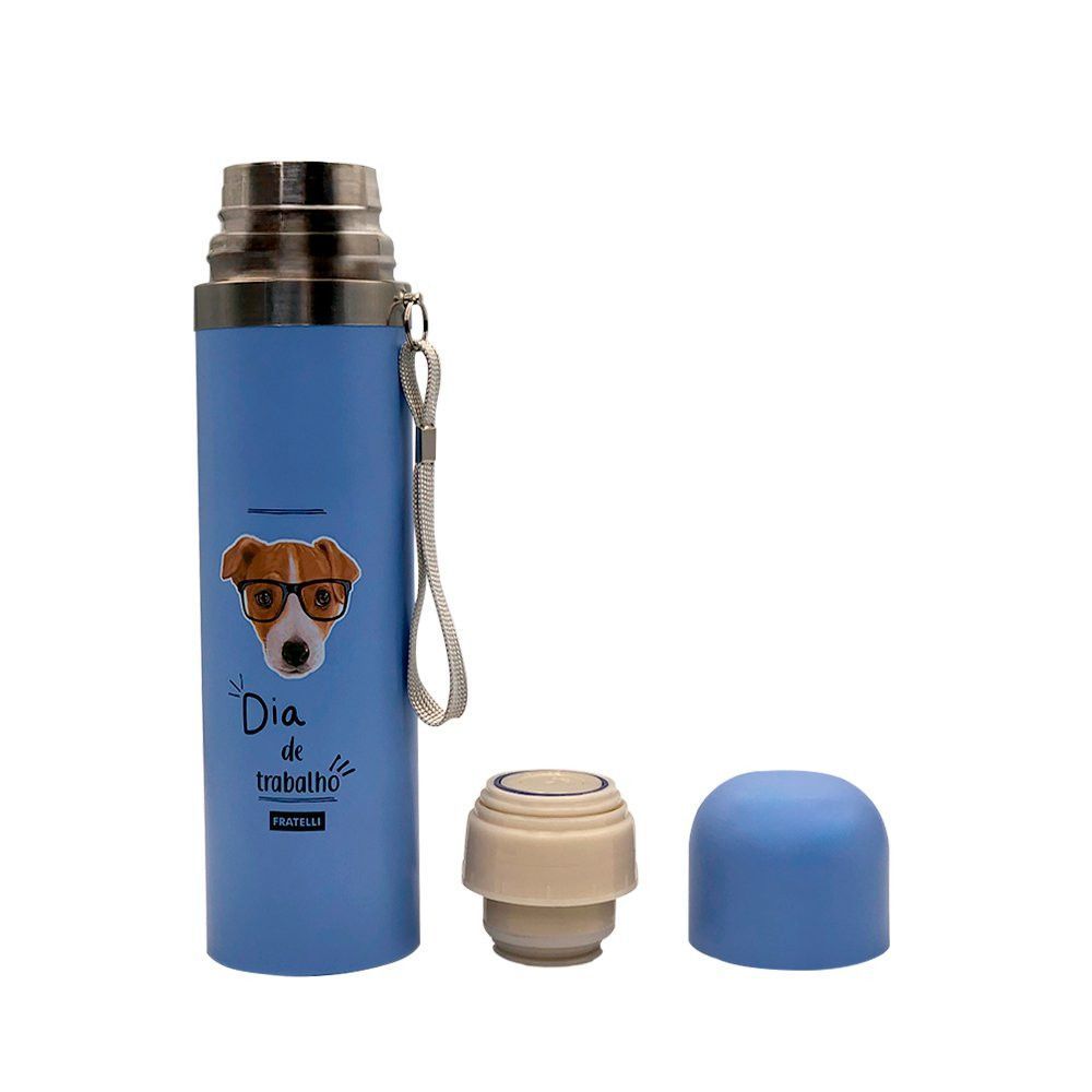 Garrafa Térmica Colorida com Estampa Pet em Inox 480ml - Azul | Ideal ...