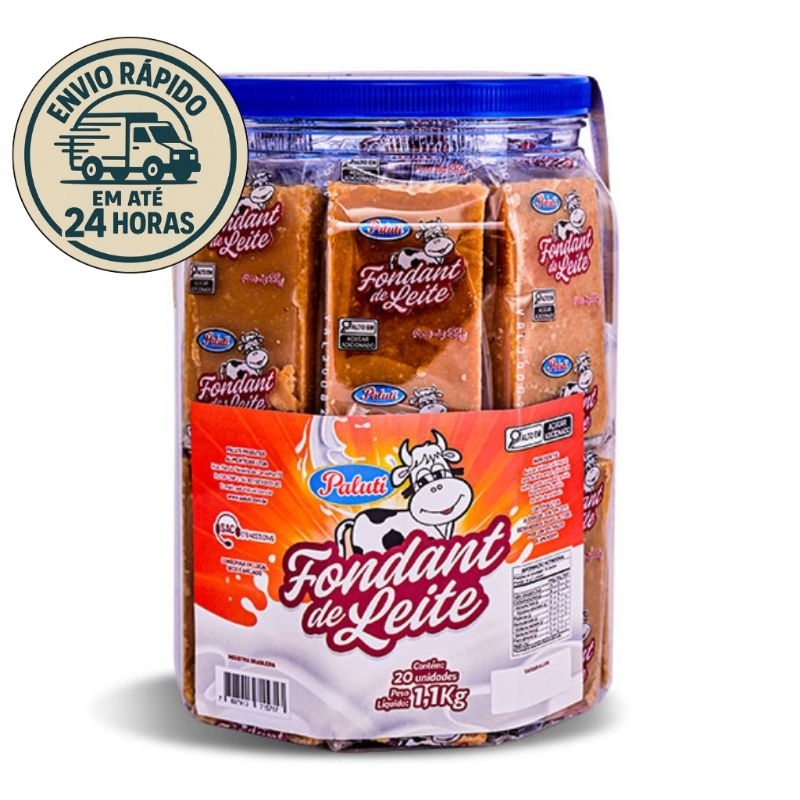 Doce de Leite Fondant Pote 20 Unidades 1,100kg 55g cada Paluti doces ...