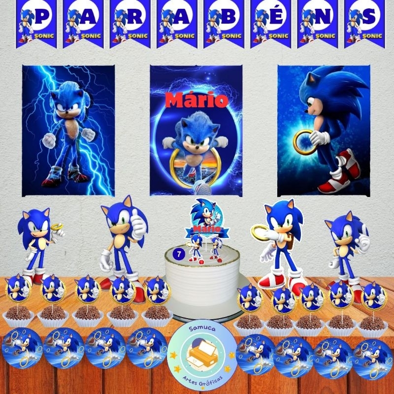 kit Festa Sonic Só um Bolinho Decoração de Aniversário Infantil ...