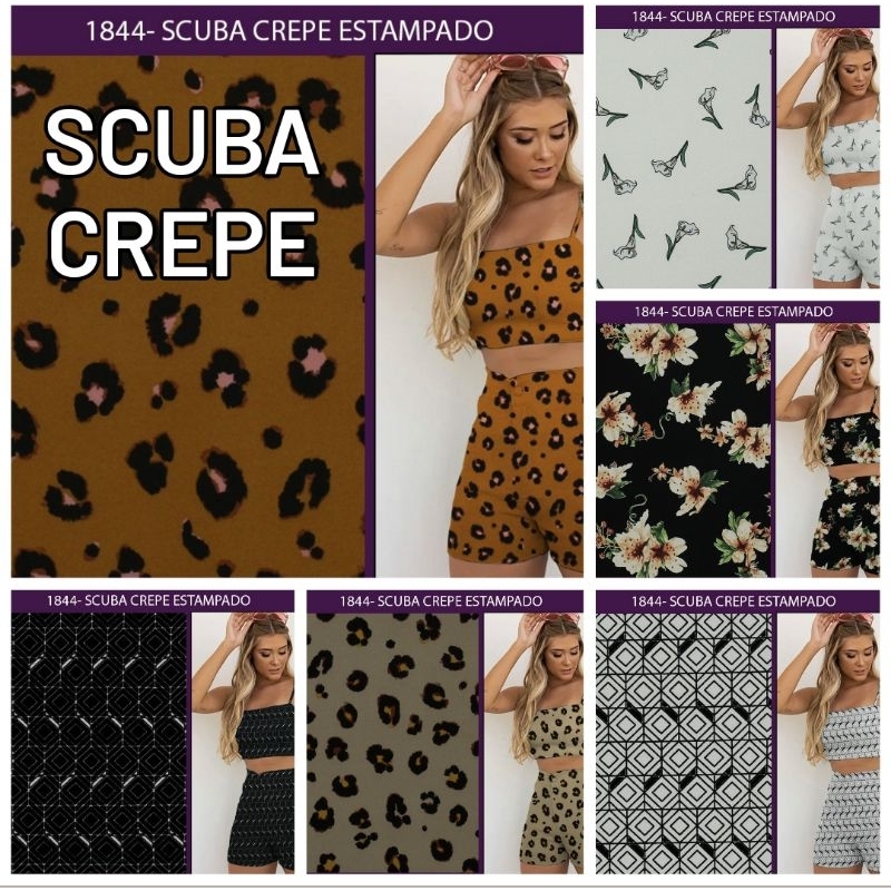 Tecido Scuba Crepe Estampado (3m x 1,50m) | Shopee Brasil
