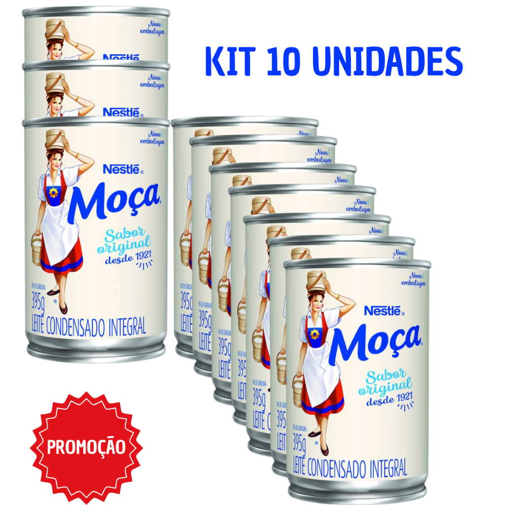 Kit Leite Condensado Moça Integral Lata 395g Nestlé - 10 Unidades ...