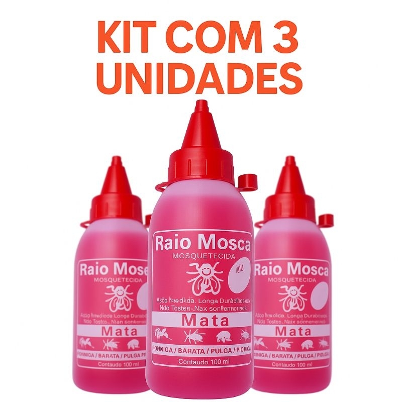 Raio Mosca Kit com 3 Original | Repelente Multiuso 100ml | Seguro e Sem ...