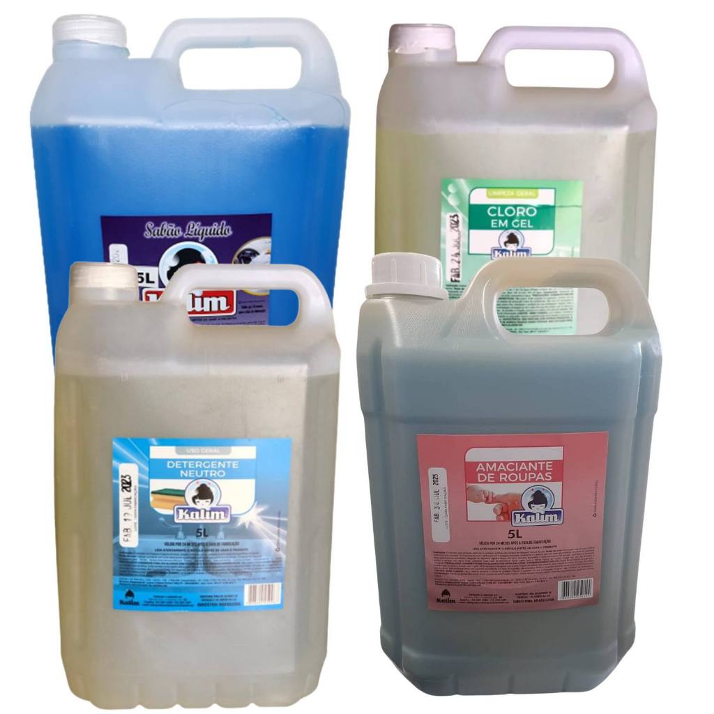 Lava Roupas Hommo 5L, Amaciante 5L, Detergente Neutro 5L, Limpador ...