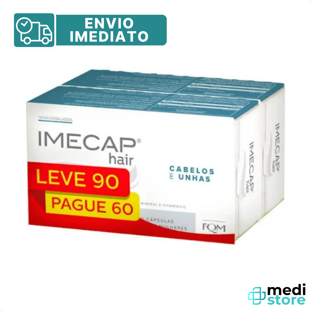 Imecap Hair Cabelos e Unhas 90 cápsulas Suplemento Alimentar - Envio ...