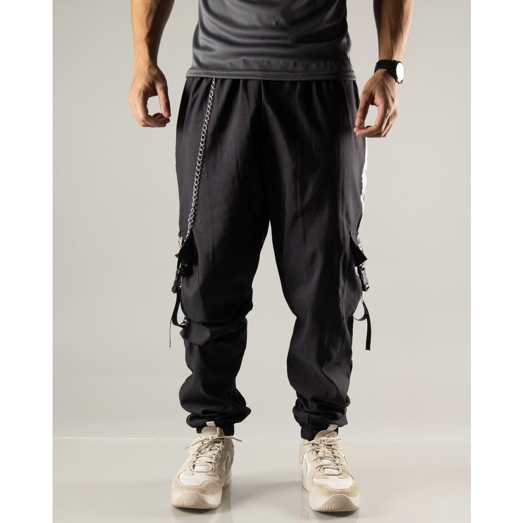 Calça Cargo Jogger Estilo Gringa Correte Preta Larga Rapper Trapper ...