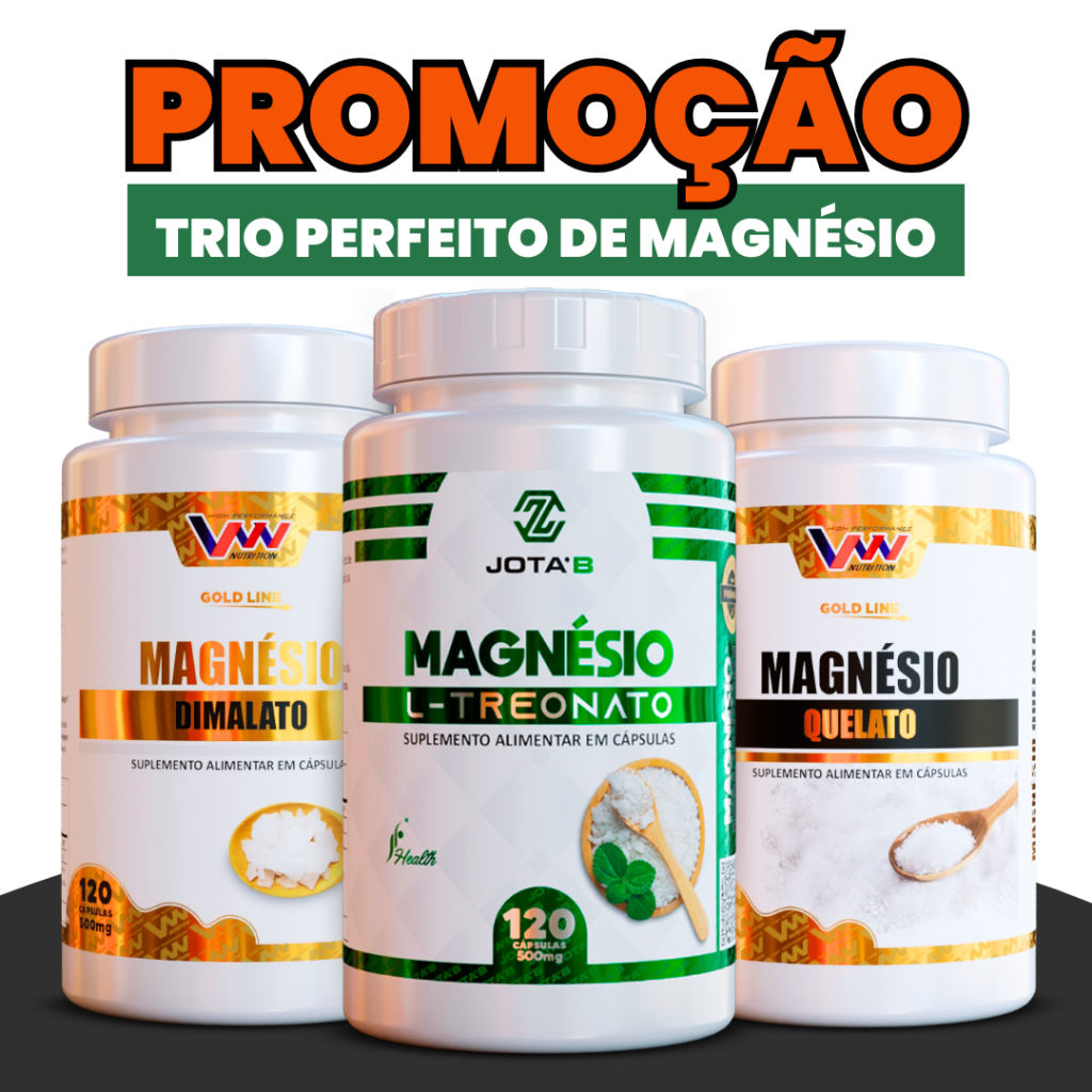 Kit Magnésio Quelato, Dimalato Treonato 360 cápsulas 500mg suplemento alimentar 100% original ...