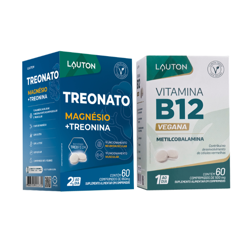 Kit Magnésio Treonato + Vitamina B12 Metilcobalamina (60 cápsulas) - Lauton | Shopee Brasil
