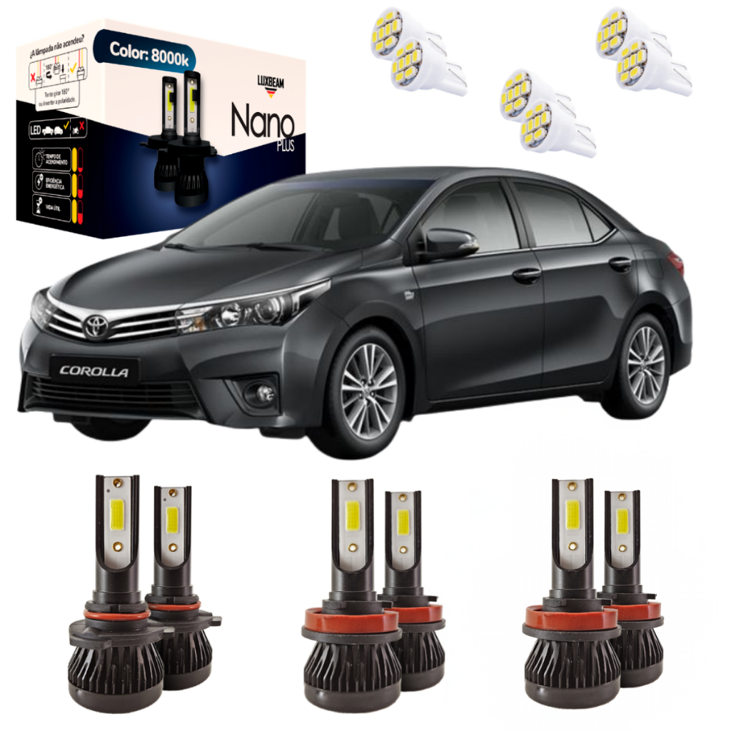 Kit Super Led Corolla 2015 A 2017 30w 8000k Luxbeam Lâmpada Farol Alto ...