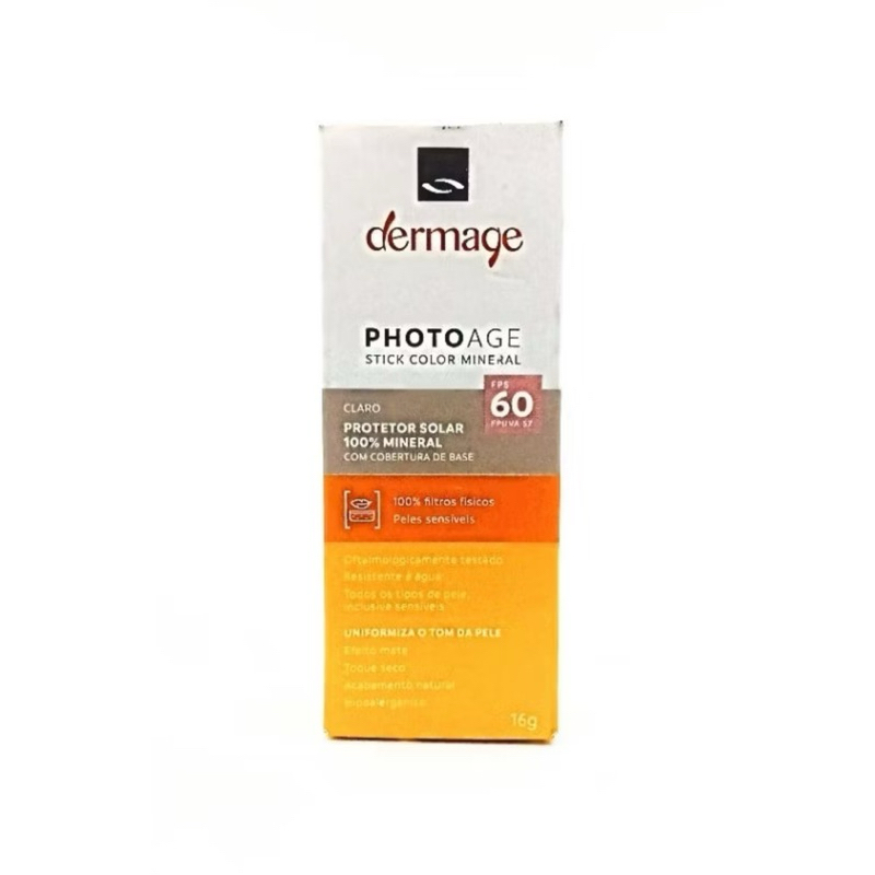 Dermage Photoage Stick Color Mineral FPS 60 Claro 16g | Shopee Brasil