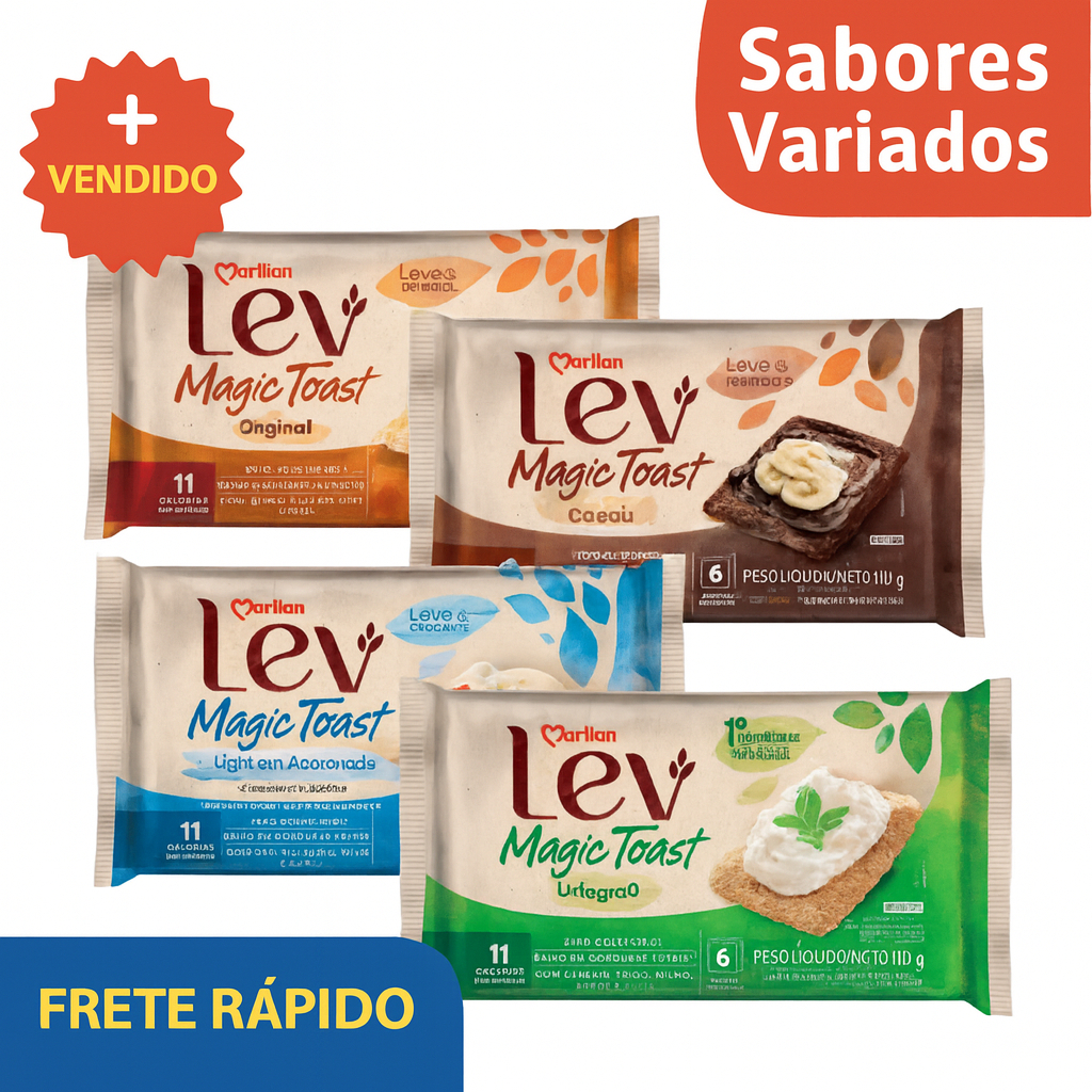 Kit C/4 Torradas Lev Magic Toast 110g Cada Sabores: Original, Cacau ...