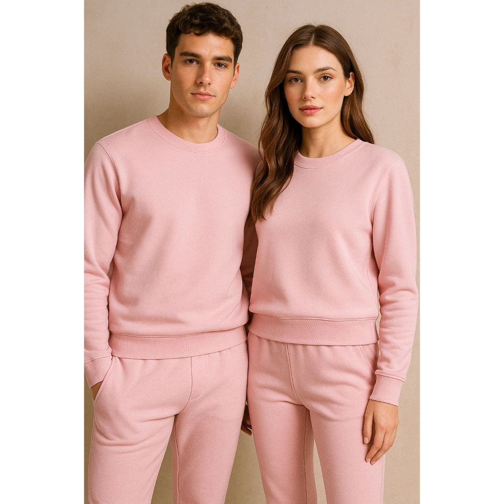 Conjunto Moletom sem capuz gola redonda - Feminina ou Masculino- 1 ...