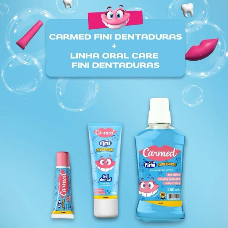 Carmed Fini Dentaduras Kit Completo, Pasta de Dente, Enxaguante ...