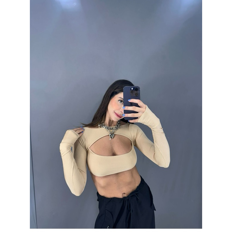 Cropped Sofia Poliamida Canelado 2 em 1 | Shopee Brasil