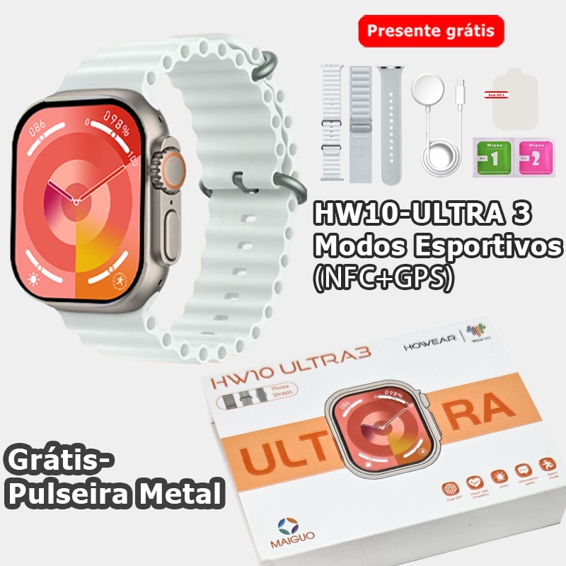 2025 Novo Relógio Smartwatch HW10-ULTRA 3 49mm GPS NFC Original ...
