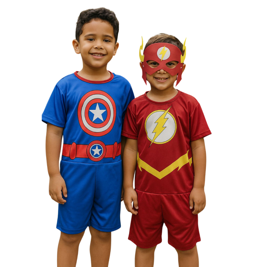 Kit Fantasia Infantil Super Herói Menino Com Mascara | Shopee Brasil