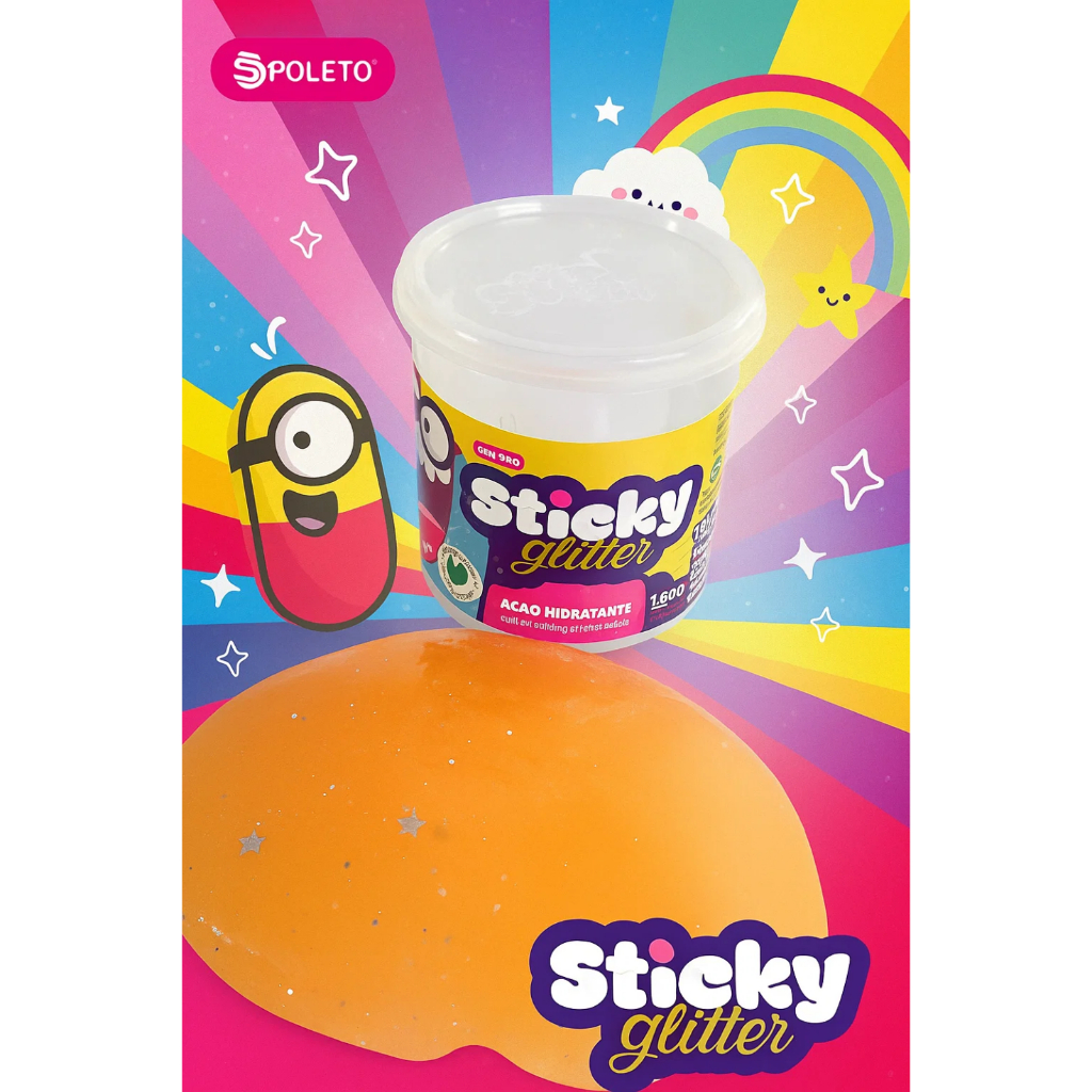 Pote de Slime Geleca Meleca Amoeba 130g Coloridas com Glitter - Sortido ...