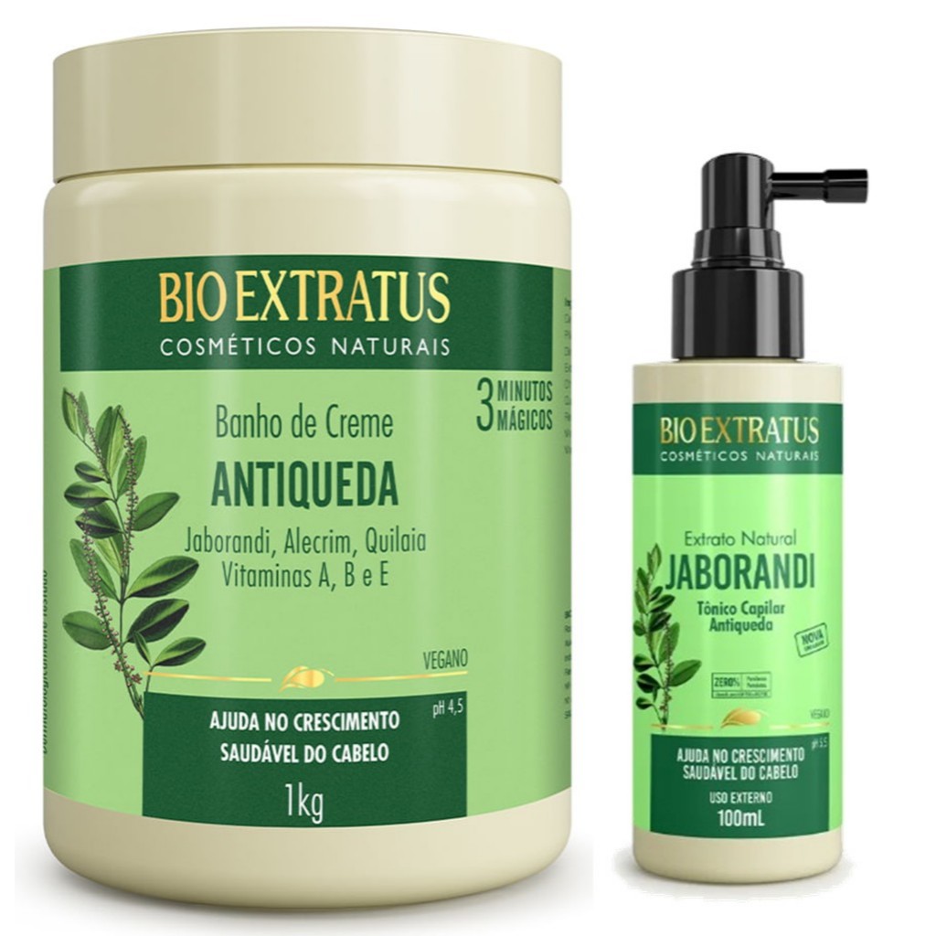 KIT JABORANDI BIO EXTRATUS: BANHO CREME 1KG + TONICO 100ML | Shopee Brasil