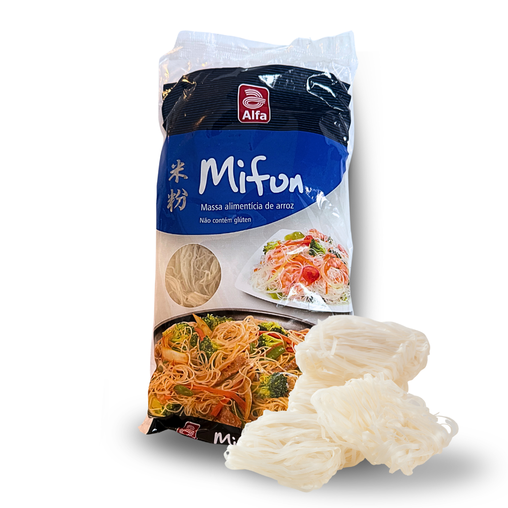 PRÓXIMO VCTO Macarrão Mifum Bifum Marca Alfa 200g Sem glúten Massa oriental de arroz | Shopee Brasil