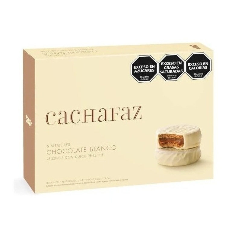 Alfajor Cachafaz Chocolate Branco e Doce de Leite - Caixa 6 unidades ...