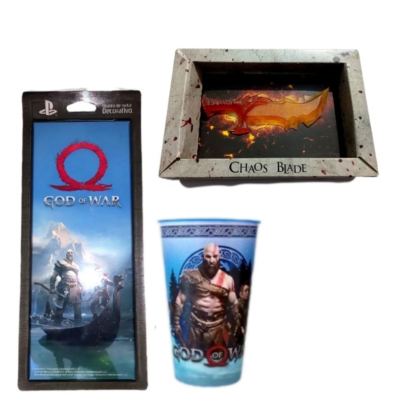 kit copo figure e quadro de metal god of war kratos atreus loki gamer ...