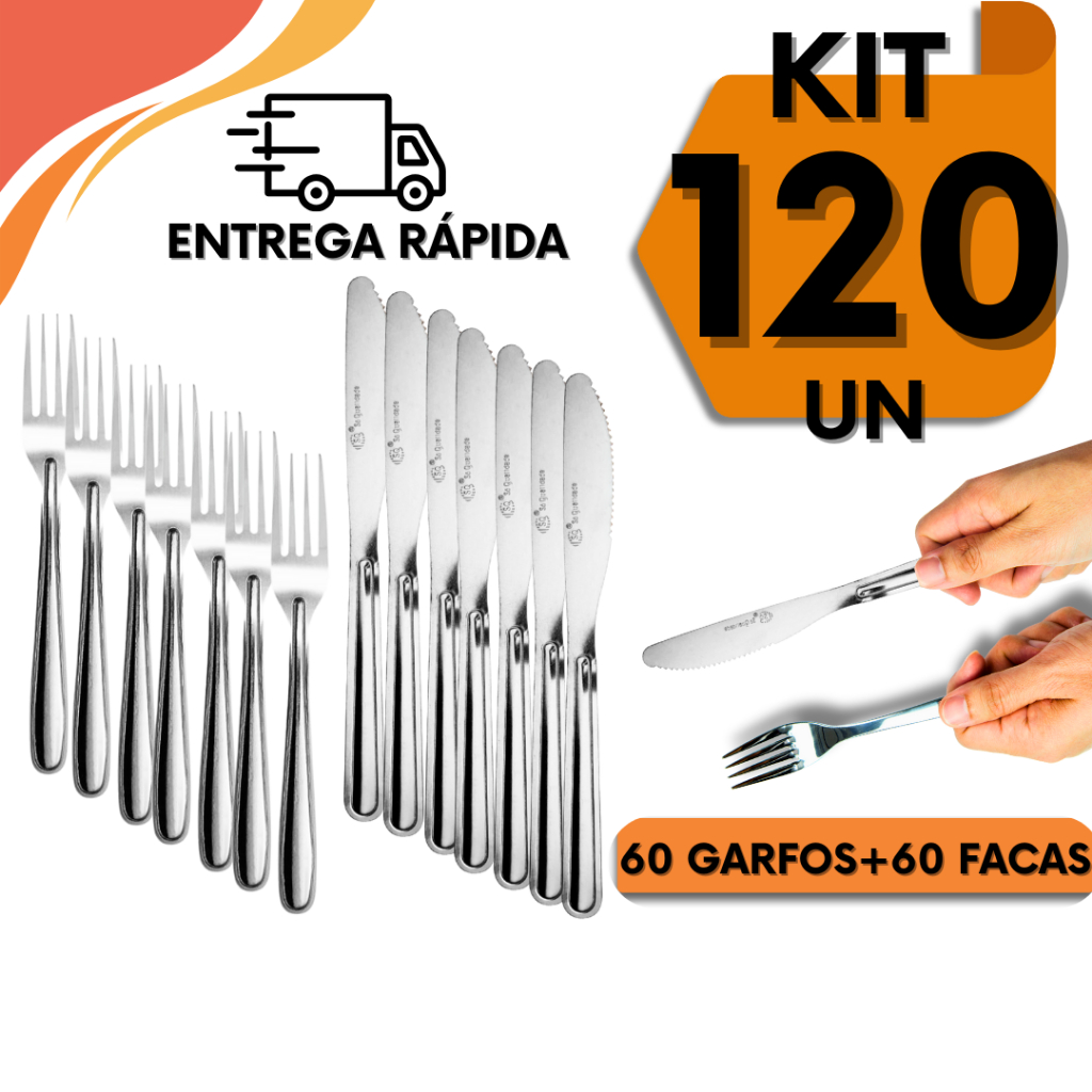 Kit Talheres Inox 120 Peças Para Cozinha Enxoval Festa Restaurante ...