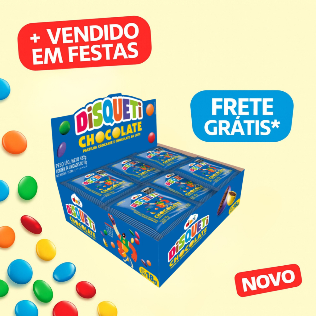 Confeito Disqueti Chocolate ao Leite 24un 18g – Dori - Doces de Festa ...