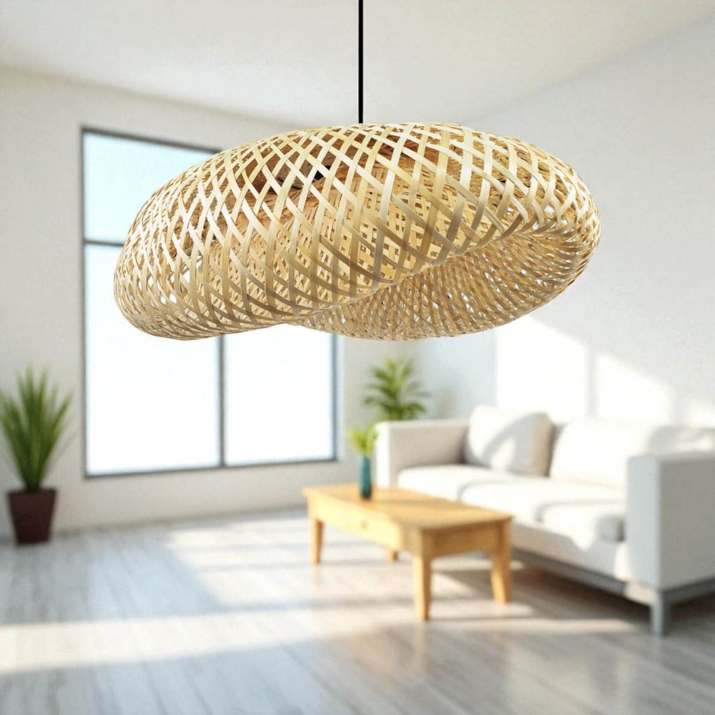 Luminária Teto Lustre Pendente Bambu Luzza Honolulu 50 Rústico Sala ...