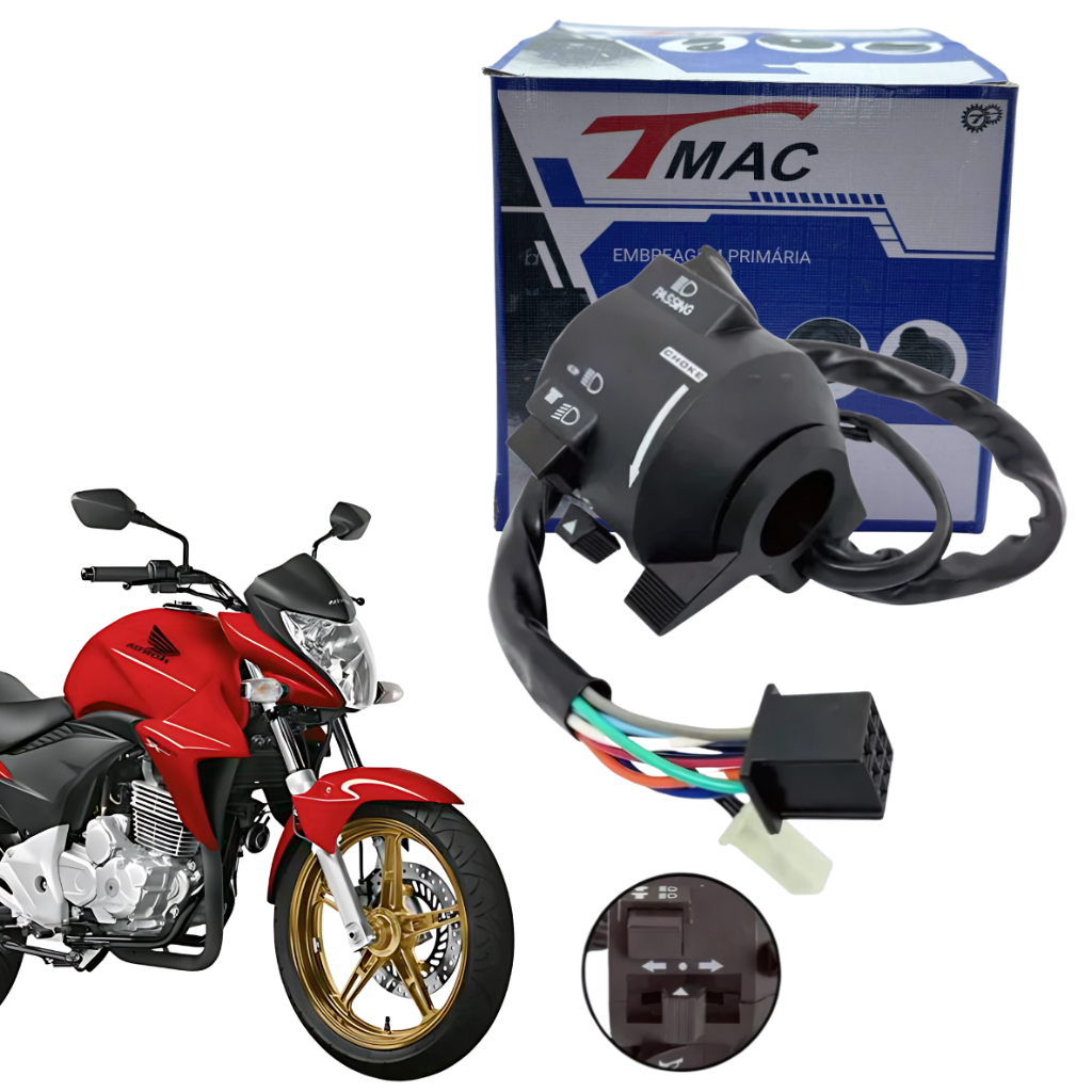Punho Chave De Luz Seta Cb 300 2009 Até 2015 Buzina Pisca Original Tmac ...