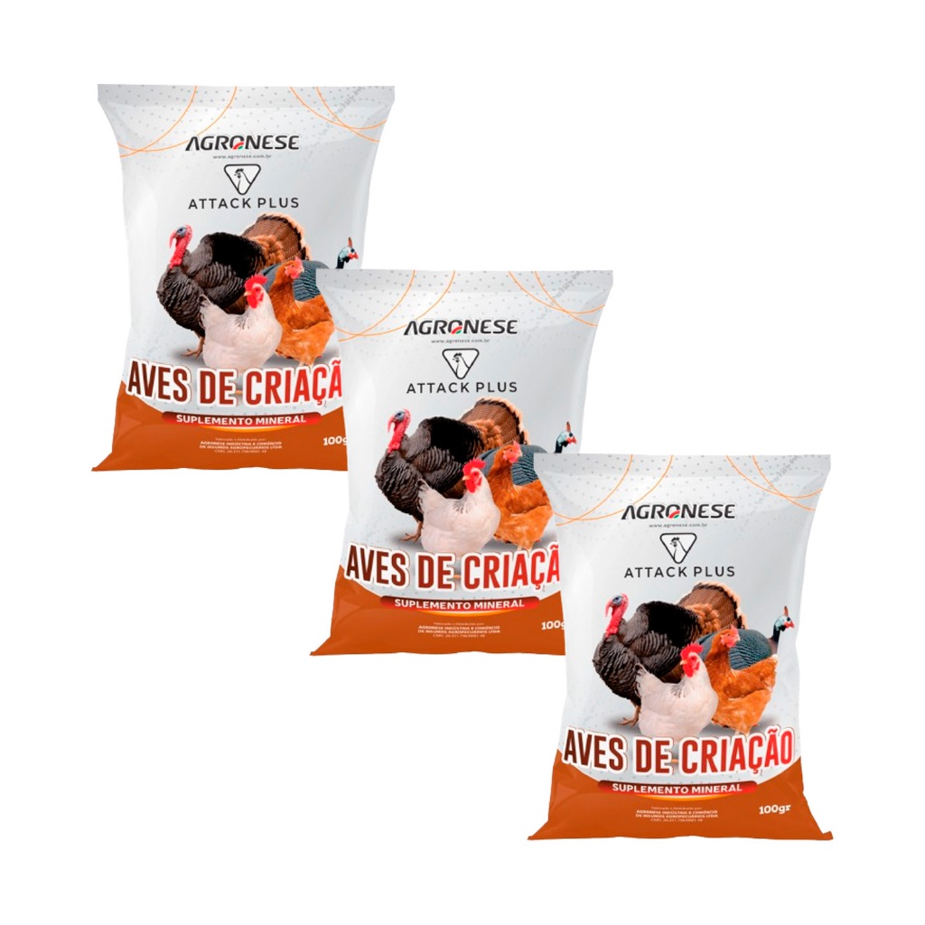 KIT 03UN ATTACK PLUS AVES PREMIX TODAS AS FASES SUPLEMENTO | Shopee Brasil