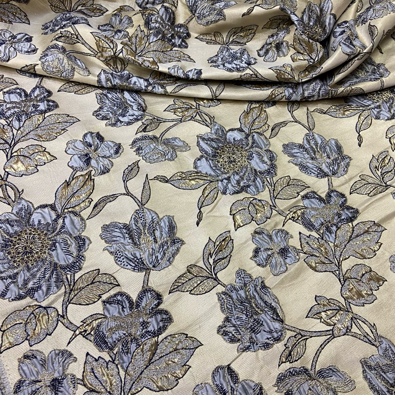 Tecido Jacquard Brocado Floral Premium Metro 1,40M de Largura. | Shopee ...